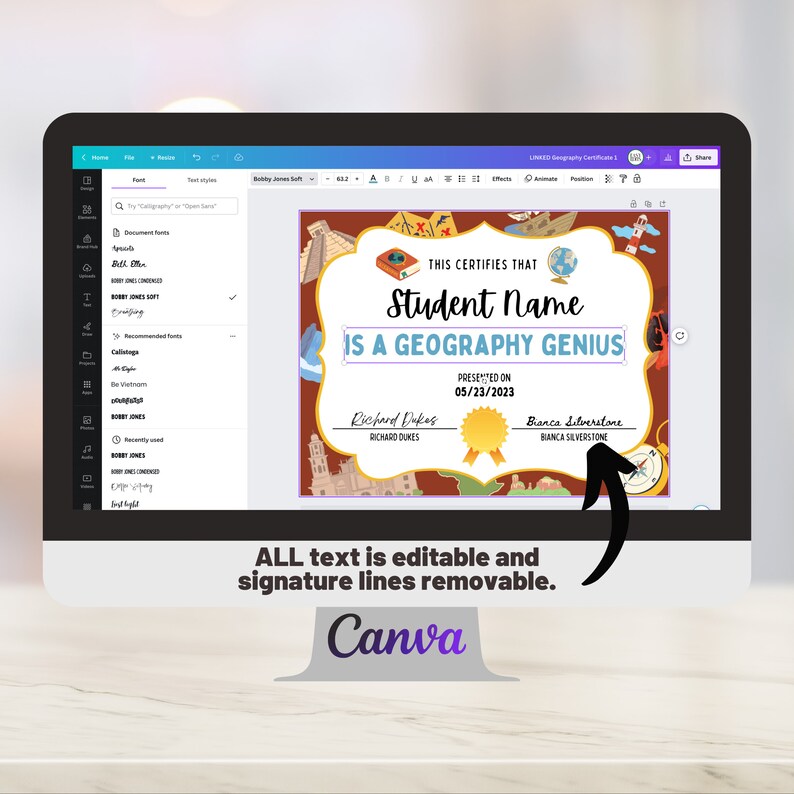 Editable School Certificate Student Geography Award - Etsy