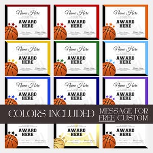 Editable Basketball Award Certificates Team Awards Canva Template ...