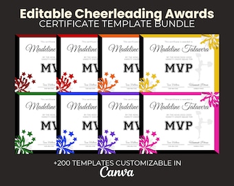 Editable Cheerleading Certificate, Cheer Squad Awards, Printable Cheer ...