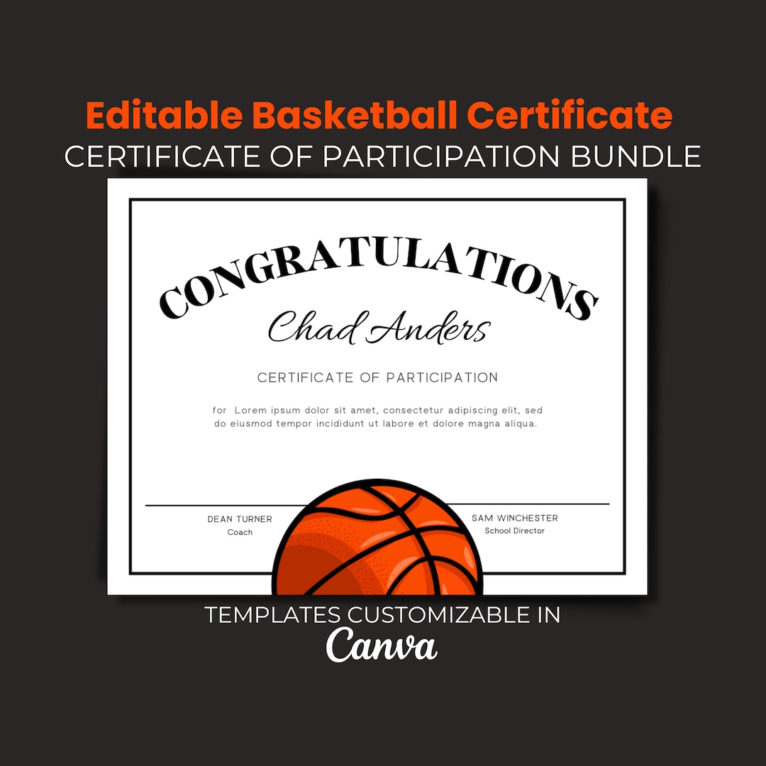 Editable Basketball Awards Printable, Basketball Team Certificate ...
