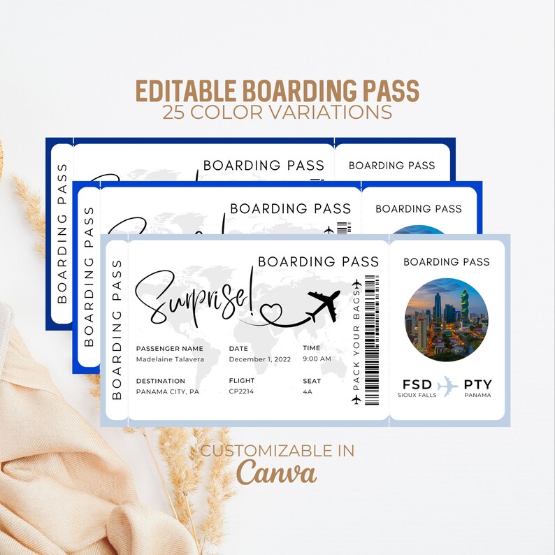 Editable Boarding Pass Bundle Printable Ticket Template - Etsy UK