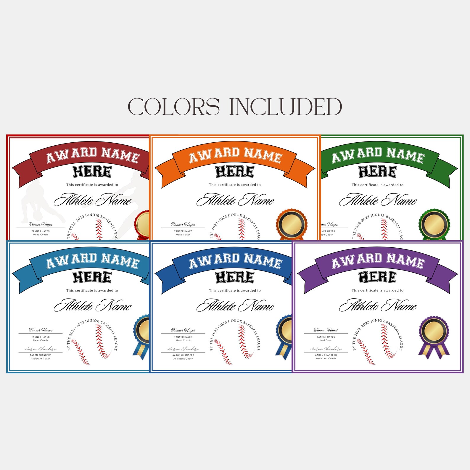 Personalized Baseball Award Certificates Editable Team Awards (canva ...