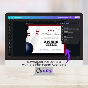 Editable Bowling Team Award Certificate Template (canva PDF) - Etsy