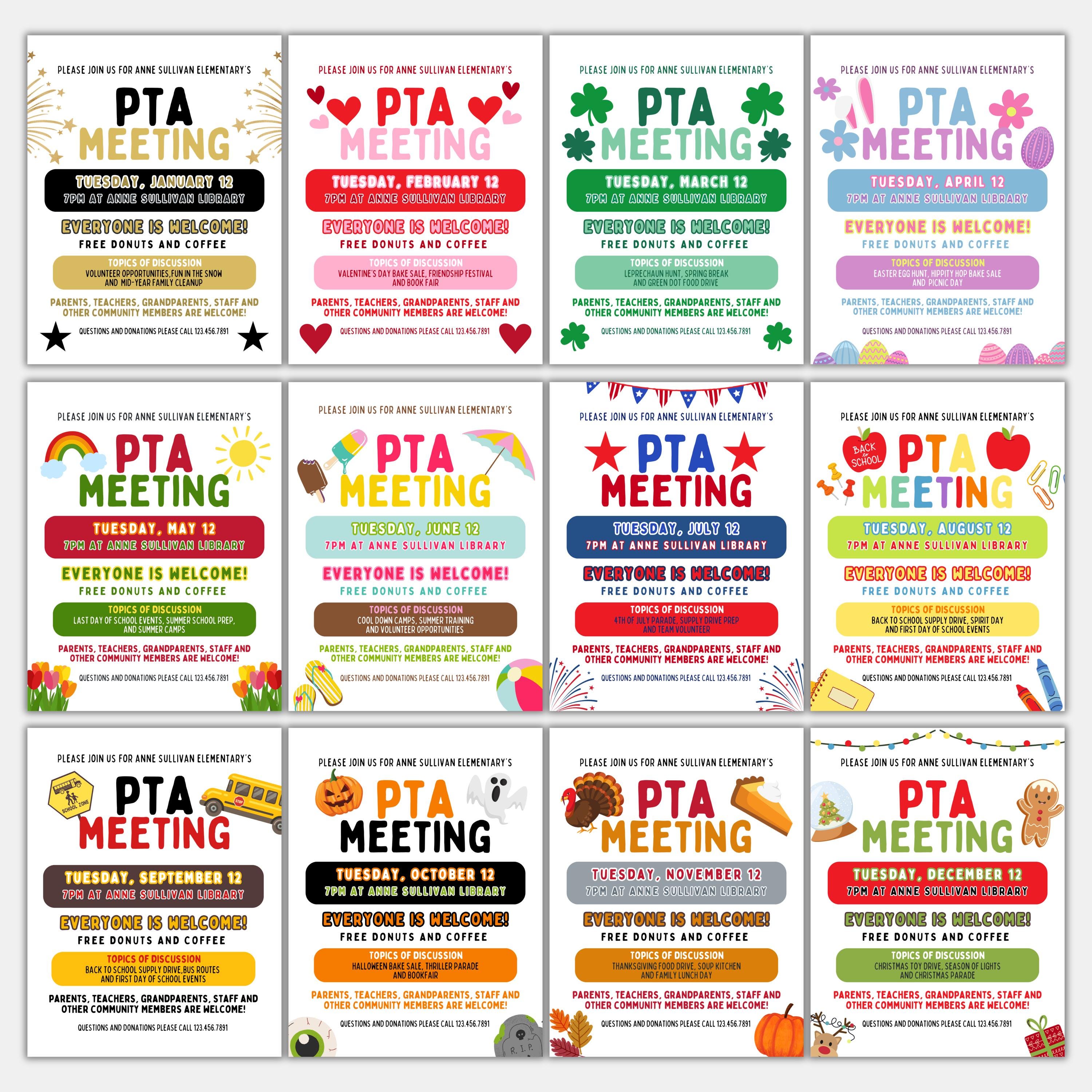 PTA PTO Flyer Bundle, Editable PTO Recruitment Flyer Template, Pta ...