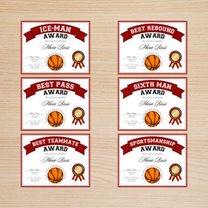 Basketball Awards Editable Team Certificates Canva Template (digital ...
