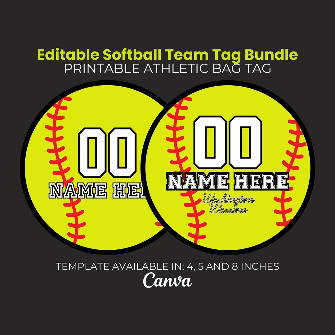 Editable Softball Team Sport Tags, Dugout and Locker Room Hangtags ...