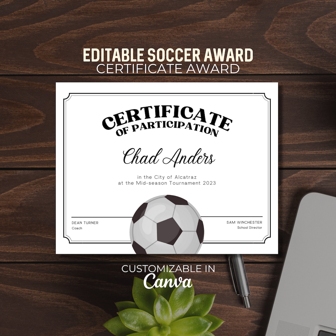 End of Season Soccer Awards Editable Soccer Award - Etsy