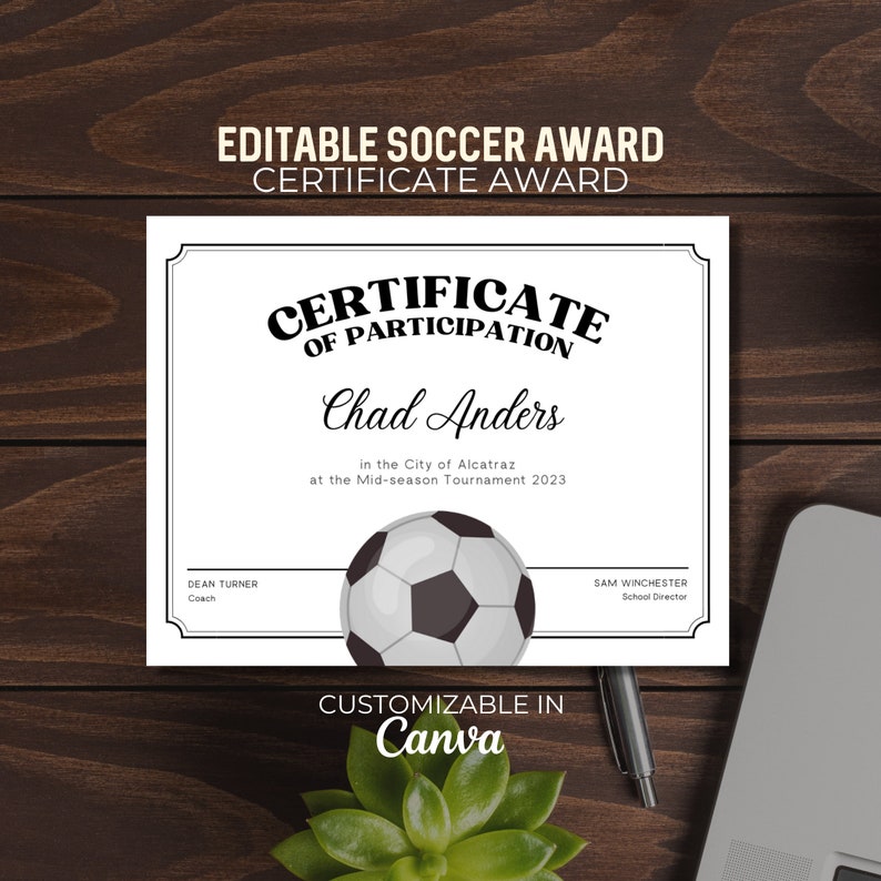 End of Season Soccer Awards Editable Certificates Canva - Etsy