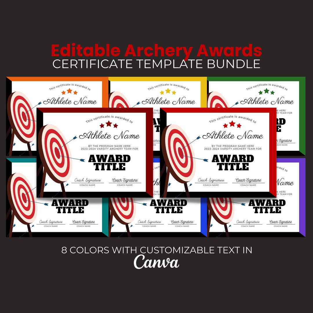 Archery Team Certificate, Archery Awards, Printable Archer Award ...