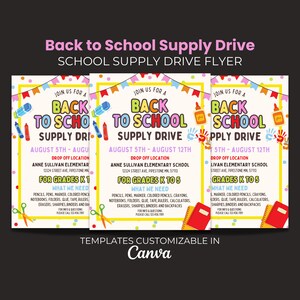 Editable Back to School Supply Drive Flyer, Printable Back to School ...