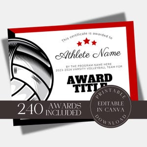 Editable Volleyball Awards Template, Custom Volleyball Award ...