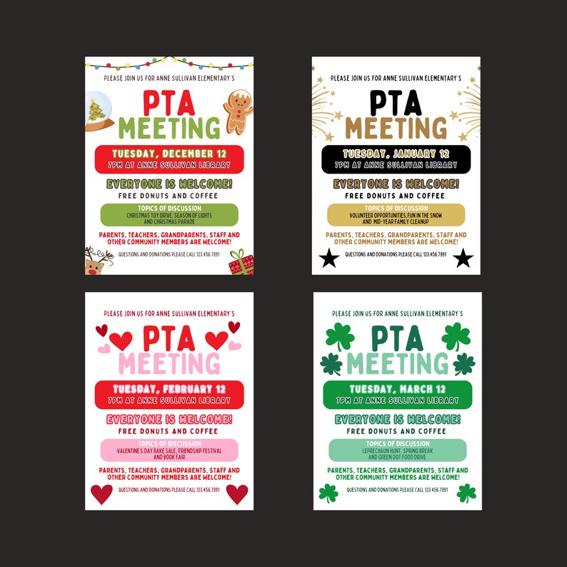 Editable Seasonal PTA PTO Meetings Flyer Bundle Canva Template - Etsy Editable Seasonal PTA PTO Meetings Flyer Bundle Canva Template - Etsy