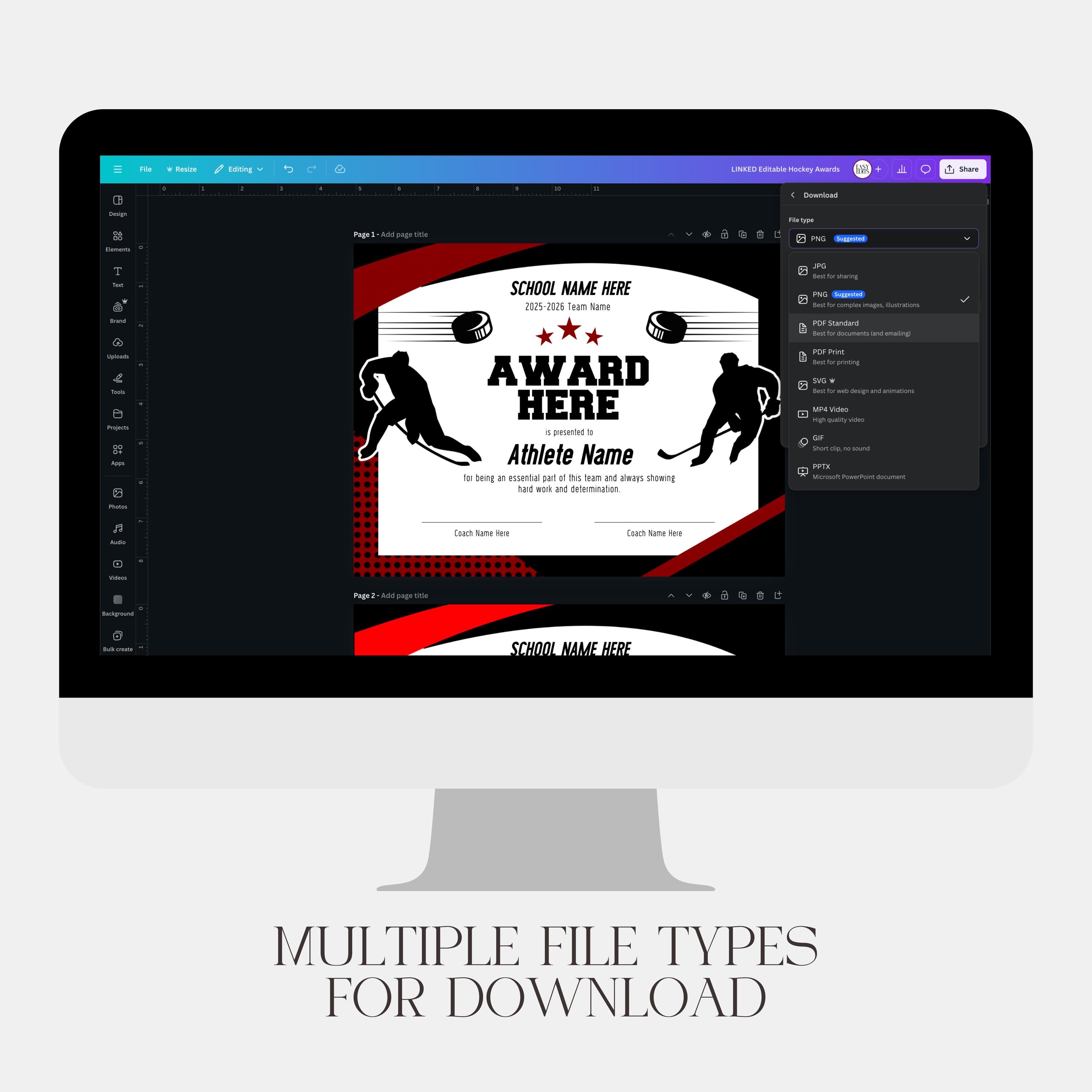 Editable Hockey Award Certificates Team Ceremony Printable (canva ...