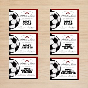 Editable Soccer Award Certificate, Team Party Template Bundle ...