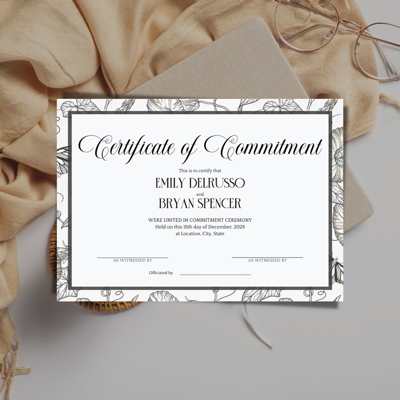 Editable Commitment Certificate Template Wedding Vow Renewal (digital ...