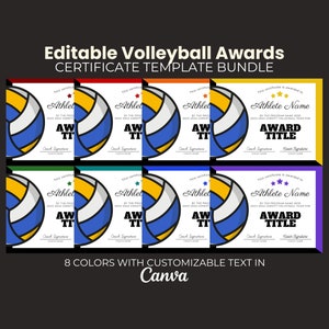 End of Season Volleyball Awards Bundle, Editable Volleyball ...