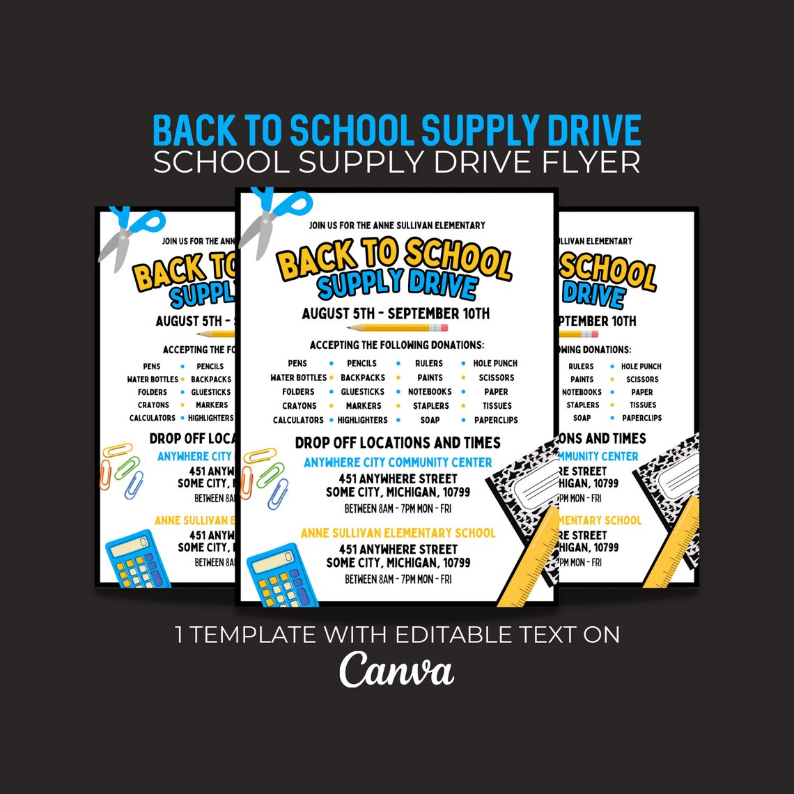 Editable Back to School Supply Drive Flyer Printable Back to - Etsy