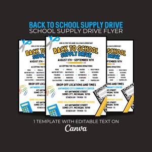 Editable Back to School Supply Drive Flyer Printable Back to - Etsy