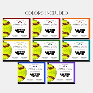 Editable Softball Awards Team Certificate Bundle (canva Template) - Etsy