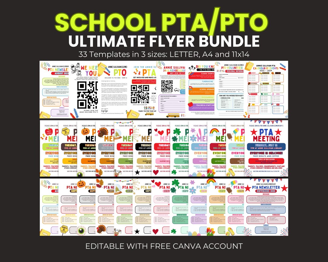 Editable Ultimate PTO PTA Flyer Bundle With Posters/flyers, Recruitment ...
