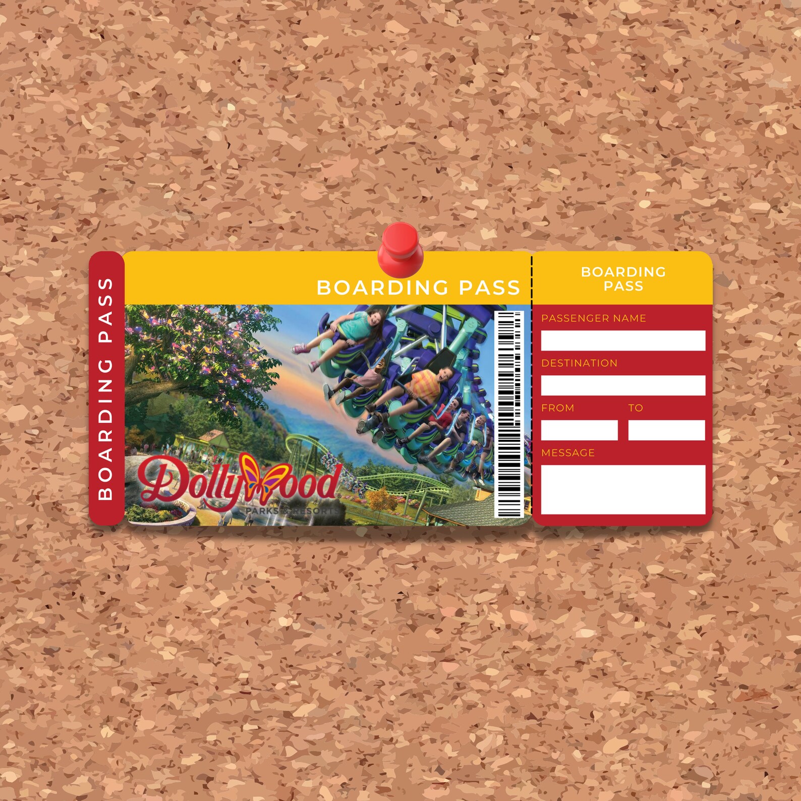 Dollywood Boarding Pass Template, Surprise Vacation Ticket, Trip Reveal ...