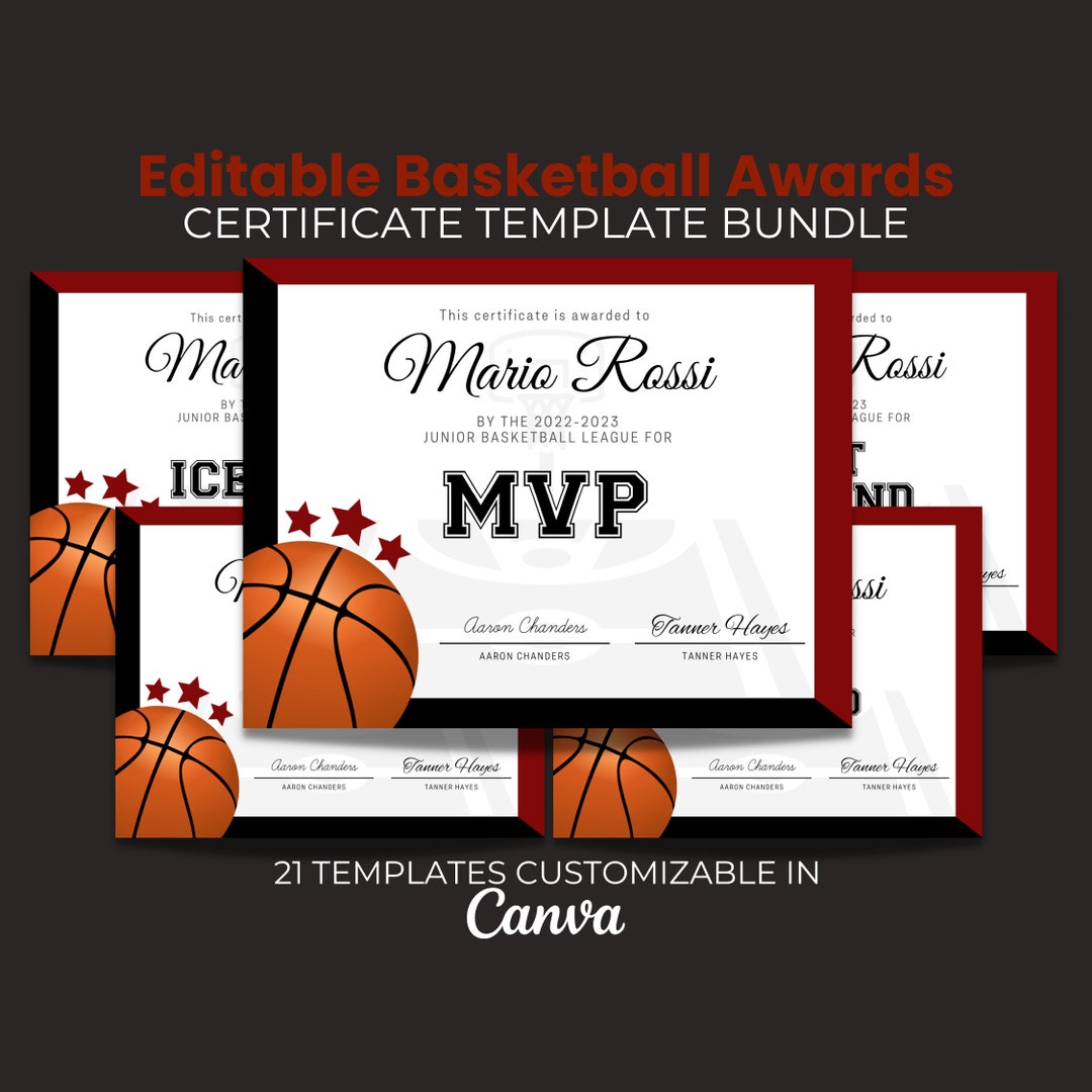 Basketball Awards Printable, Basketball Team Certificate Bundle ...