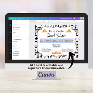 Editable School Certificate History Award, Elementary Student Classroom ...