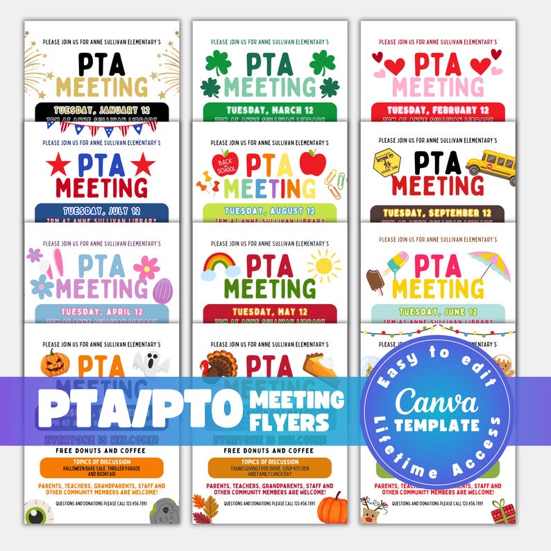 PTA PTO Flyer Bundle, Editable PTO Recruitment Flyer Template, Pta ...