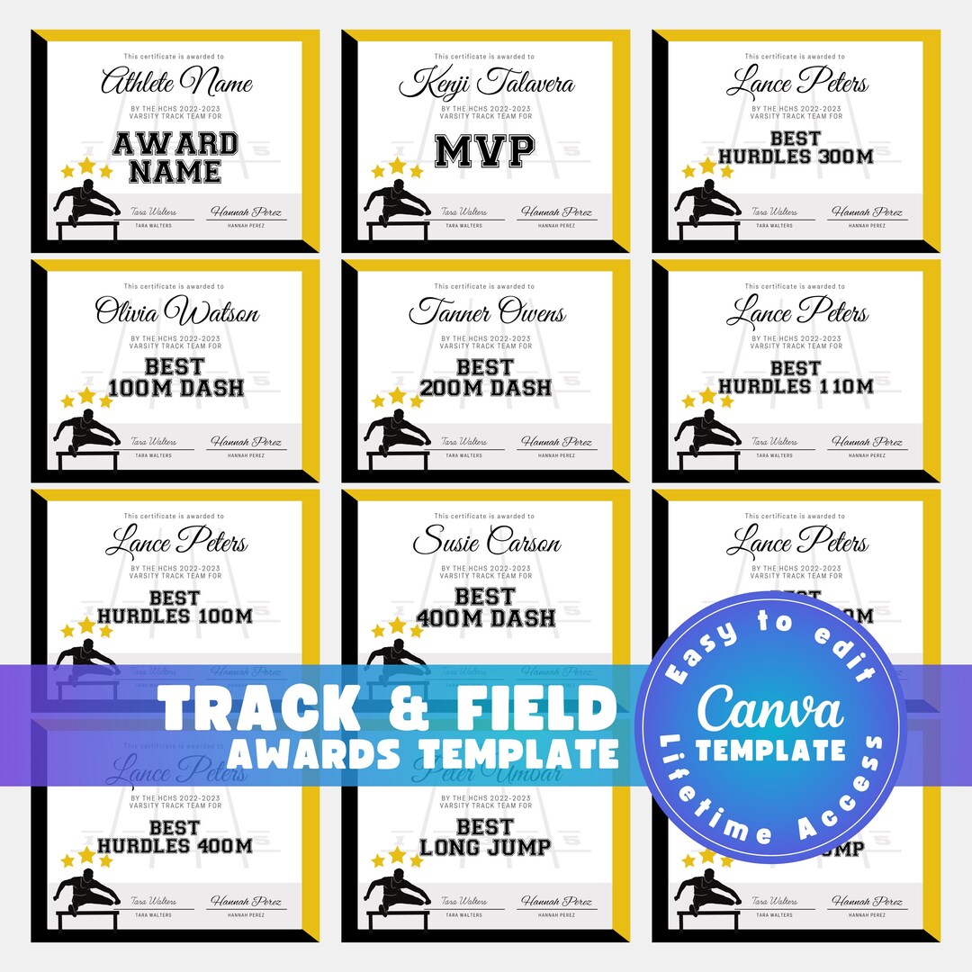 Editable Track and Field Awards Template, Custom Running Award ...