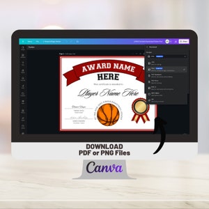 Basketball Awards Editable Team Certificates Canva Template (digital ...