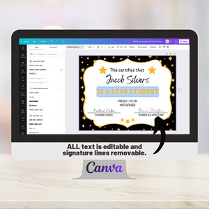 Editable School Certificate Star Student Elementary Classroom Award ...