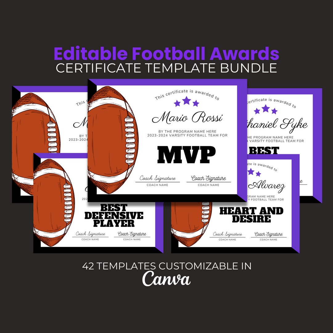 End of Season Football Awards Bundle, Team Party Football Award ...