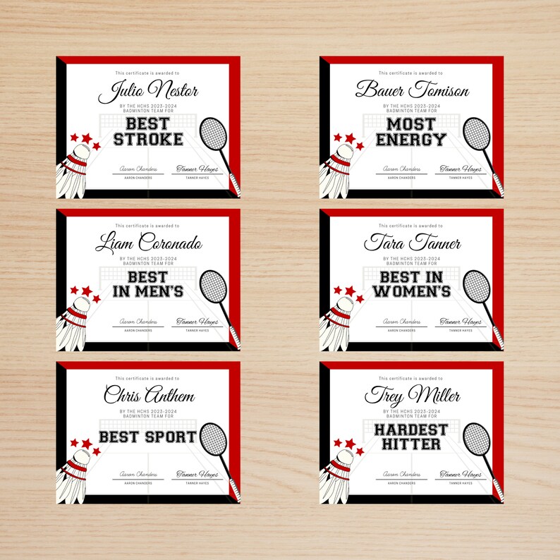 End of Season Badminton Certificate Bundle Editable Badminton - Etsy