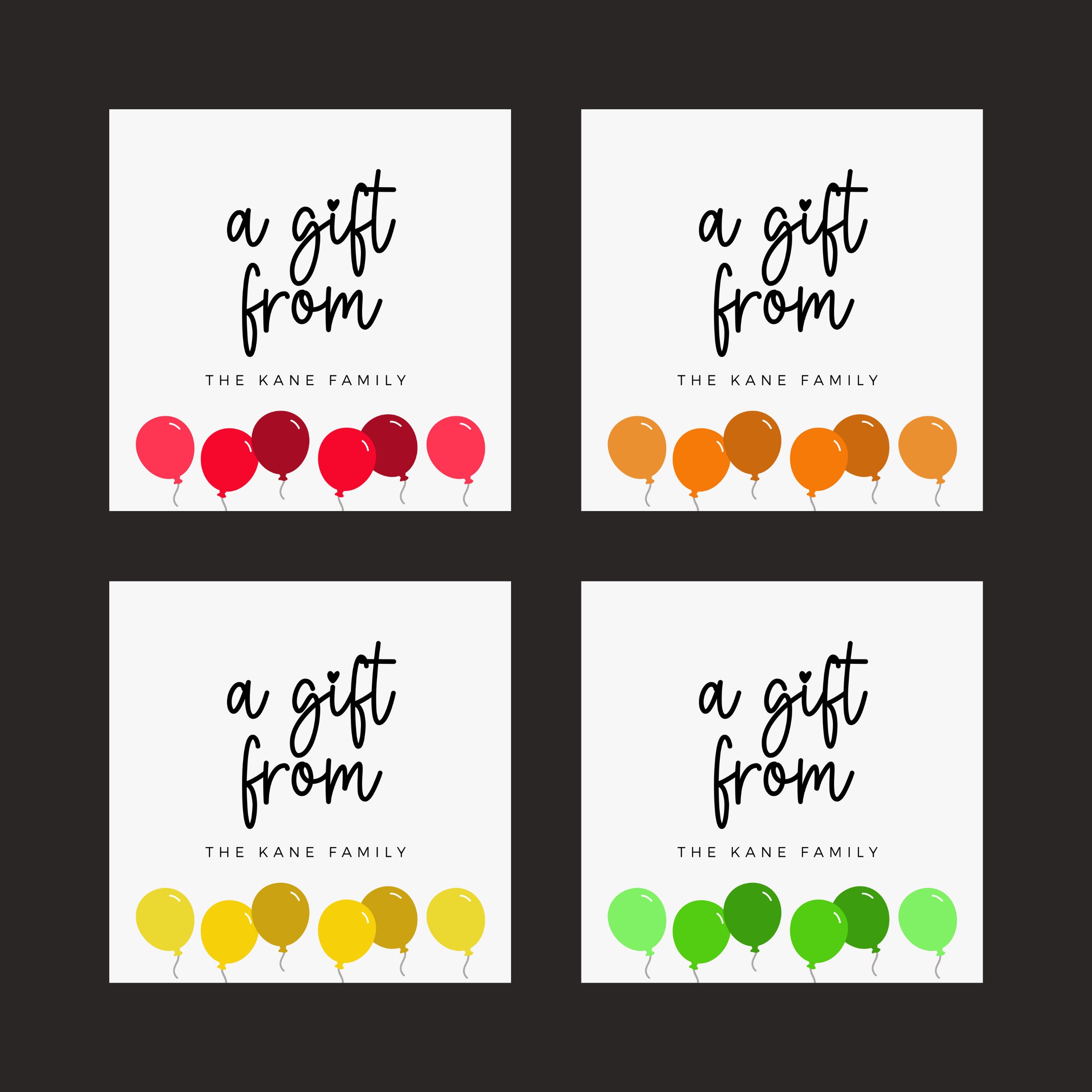 Editable Rainbow Balloon Gift Tag Template Printable Enclosure Card ...