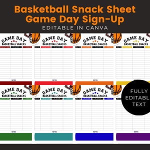 Editable Basketball Snack Sign up Sheet, Game Day Schedule Canva ...