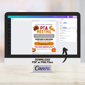 November PTA PTO Meetings Flyer Template Printable Handout School Year ...