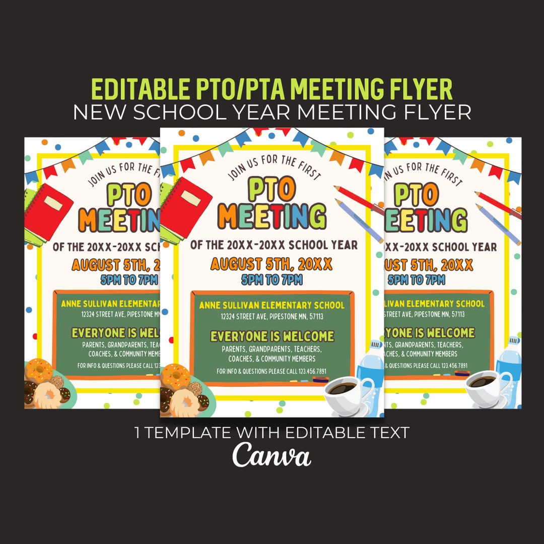 Editable Back to School Meeting Flyer, Printable Parent Teacher ...