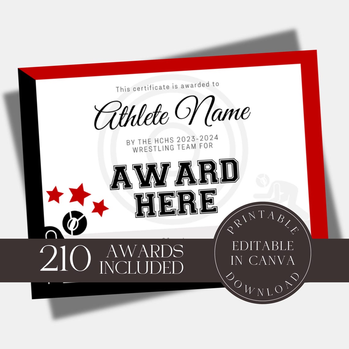 Editable Wrestling Awards Template, Custom Wrestling Award Certificates ...