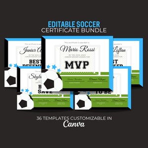 Editable Soccer Award Certificate Bundle, Editable Template, Team Party ...
