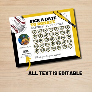 Editable Baseball Fundraiser Calendar Raffle Board Printable (canva) - Etsy