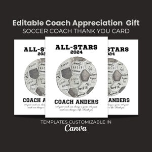 Editable Coach Appreciation Gift, Soccer Coach Thank You Card, Soccer ...