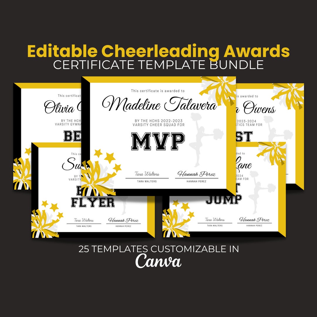 Editable Cheerleading Certificate, Cheer Squad Awards, Team Party ...