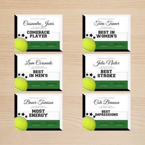 Tennis Certificate Bundle, Tennis Award Template, Team Party Printable ...
