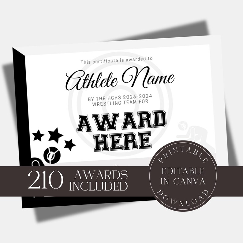 Editable Wrestling Awards Template, Custom Wrestling Award Certificates ...