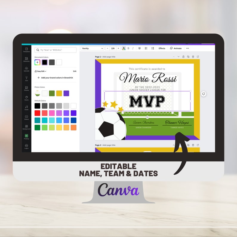 Editable Soccer Award Certificate Canva Template Bundle - Etsy