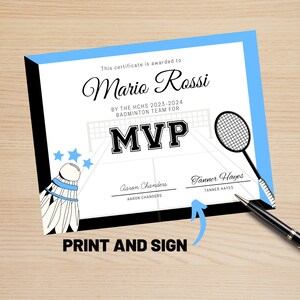 End of Season Badminton Certificate Bundle, Editable Badminton Award, Canva Printable ...