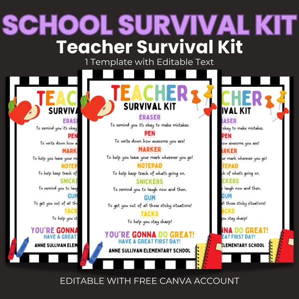 Teacher Survival Kit - Etsy