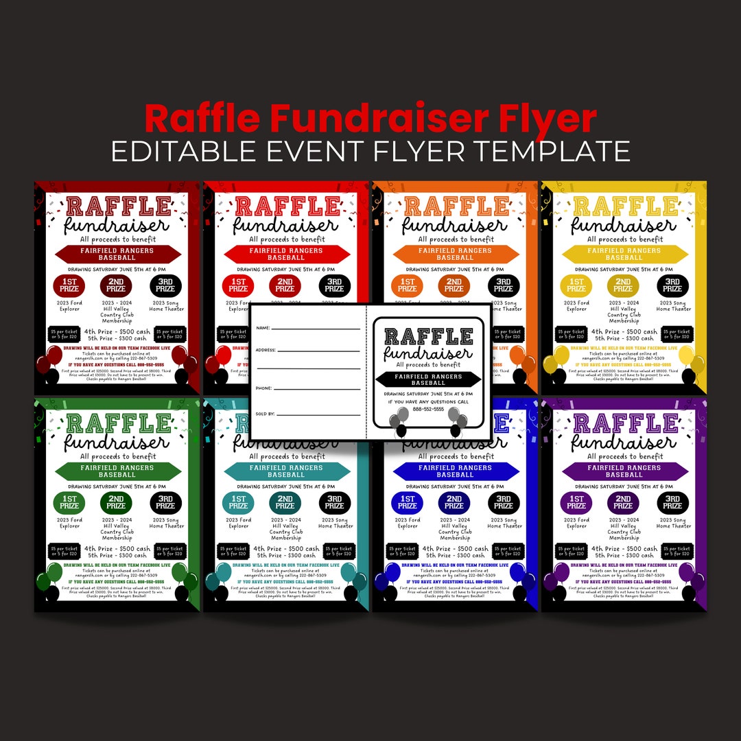 Editable Raffle Ticket Fundraiser Flyer, Raffle Fundraiser Template ...
