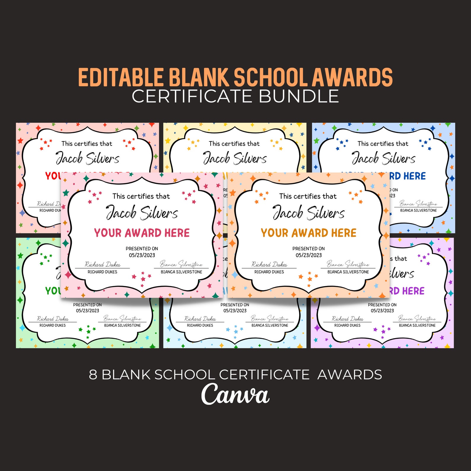 Editable Custom School Certificates Elementary Classroom - Etsy
