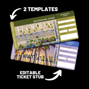 Editable Boarding Pass, Florida Vacation Printable Ticket, Surprise ...